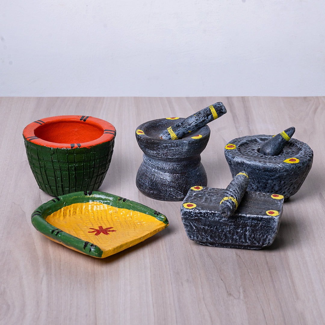 Clay Choppu Set | Painted | Traditional Play Set for Kids | Buy Now – Essential Traditions by Kayal