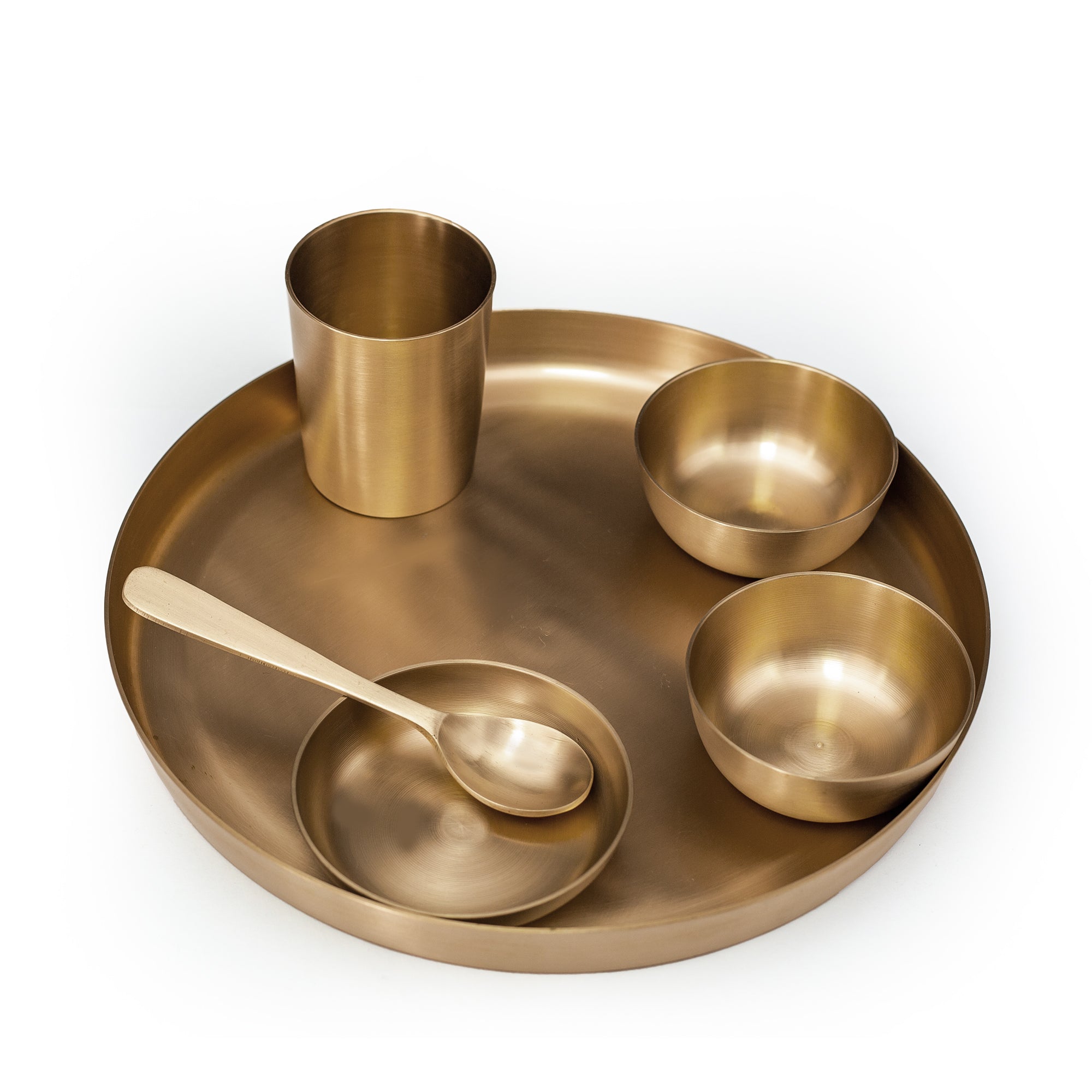 Buy Bronze Thali Plate Set | Traditional Bronze Dinnerware by Essential ...
